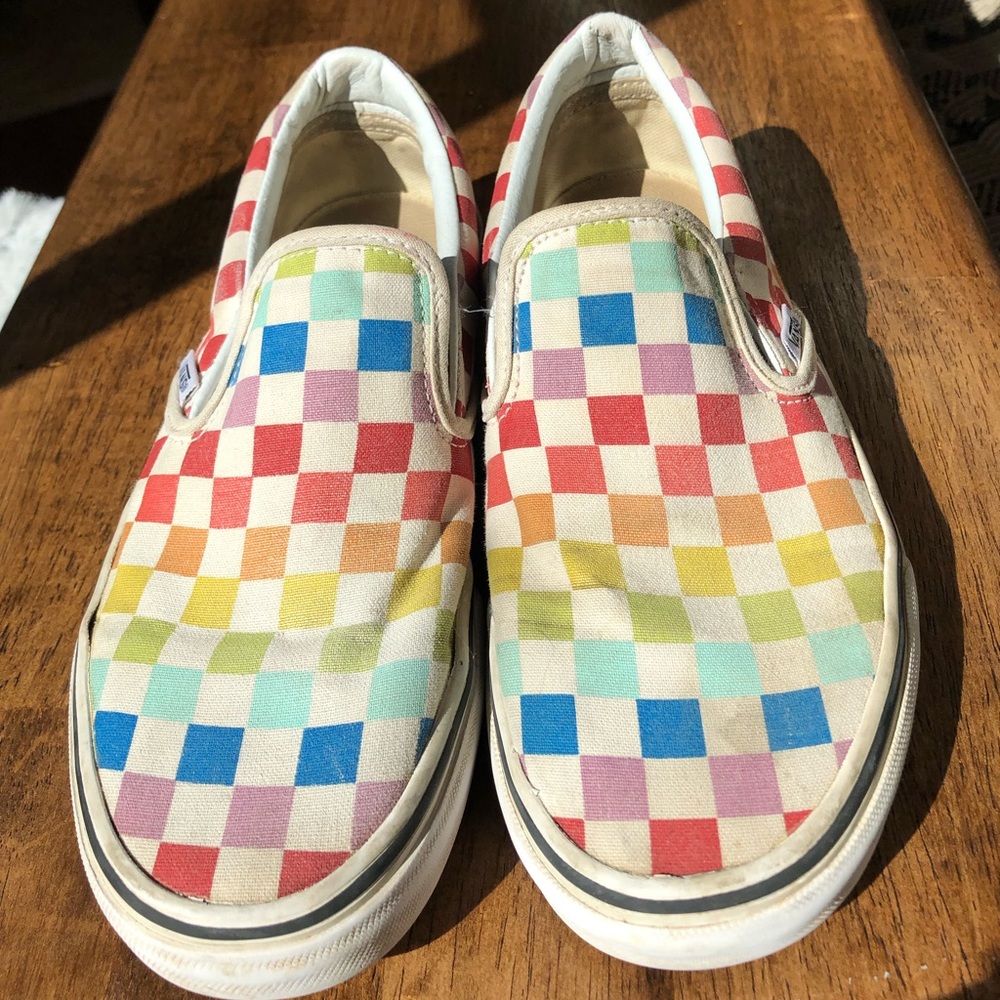 Vans Classic Rainbow Checkered Shoes - Gem